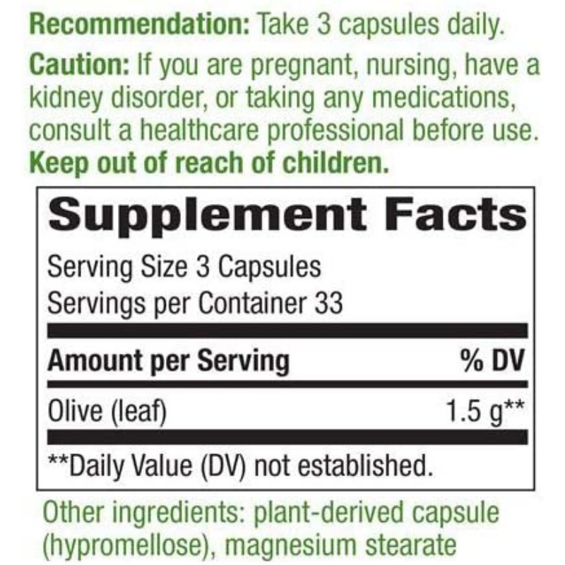 Nature's Way Olive Leaf, 100 Capsules - Evita