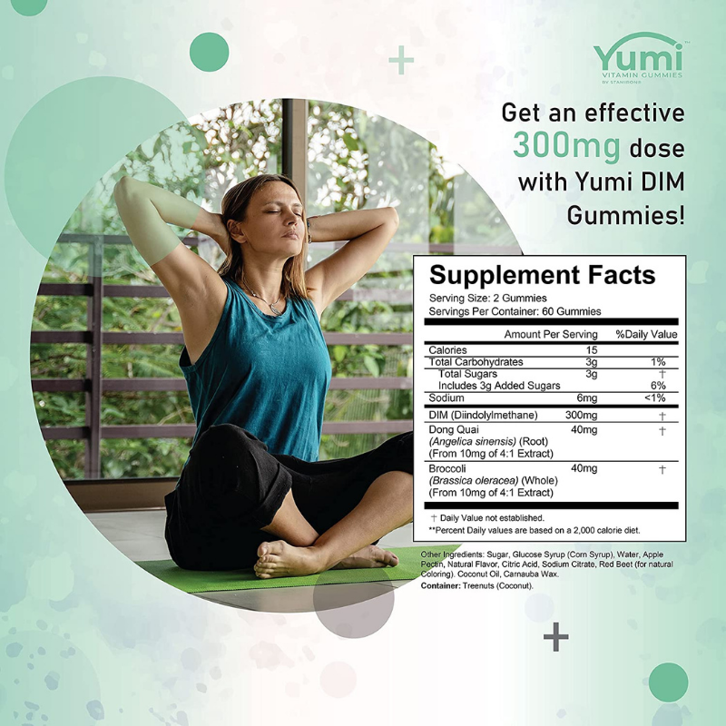 yumi DIM Gummies Supplement PMS Relief Gummy 300mg for Women Men with ...