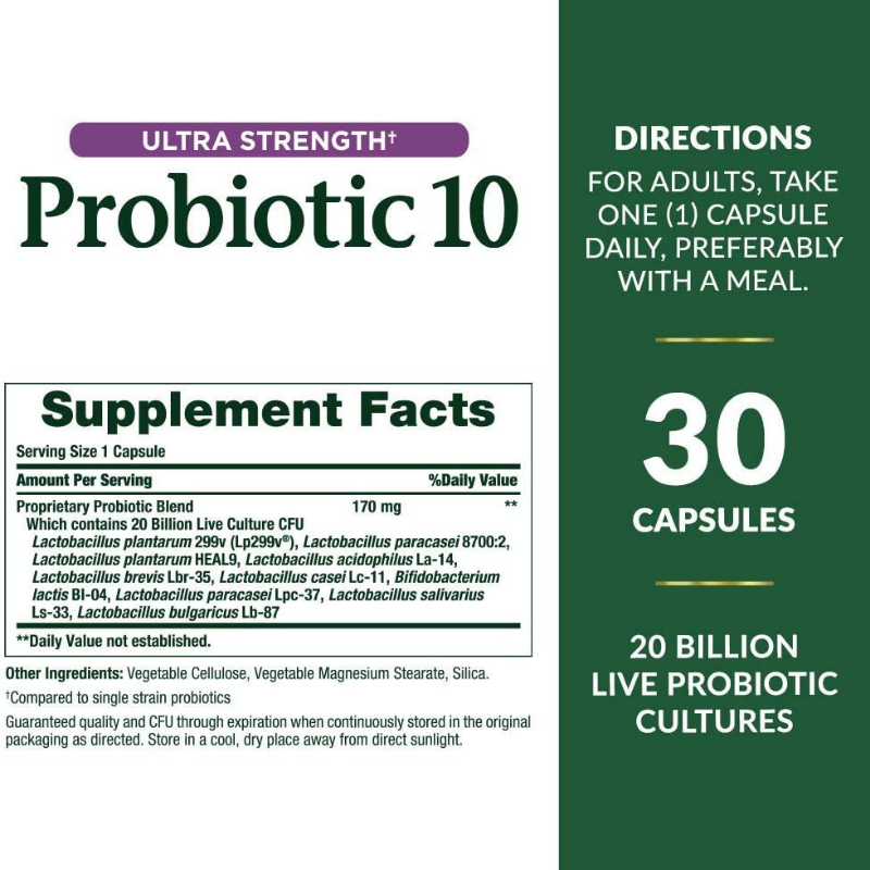Nature's Bounty Probiotic 10 -20 billion Capsule - 30ct - Evita