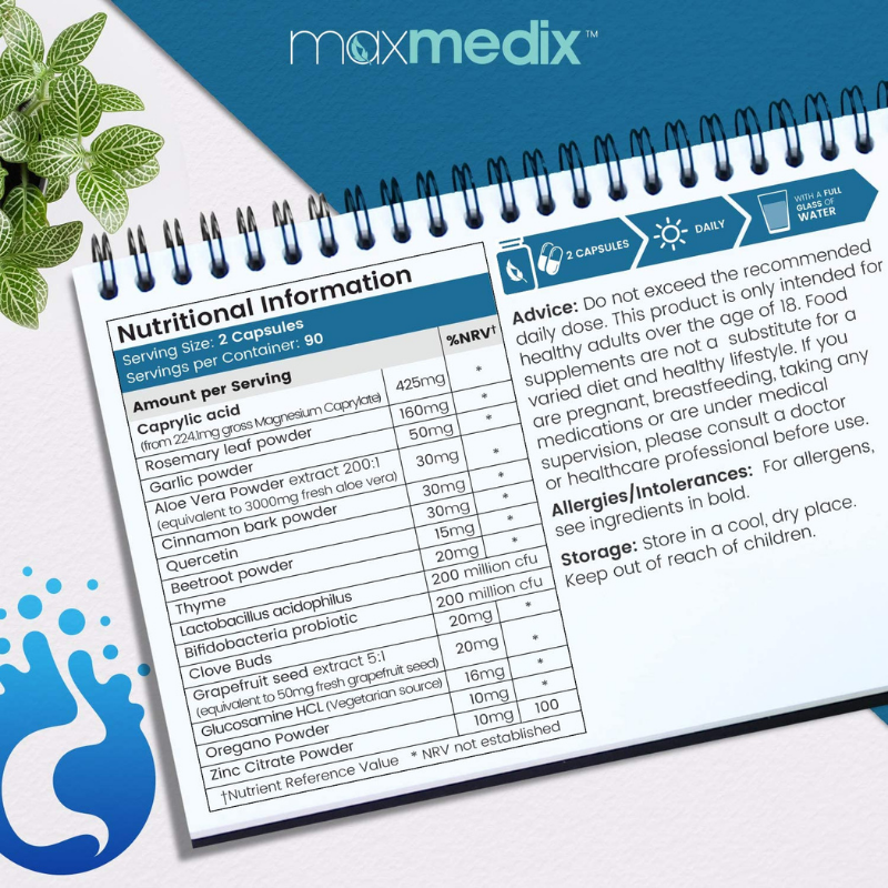 maxmedix Candida Support 180 Capsules | Yeast Infection Tablets | Anti ...