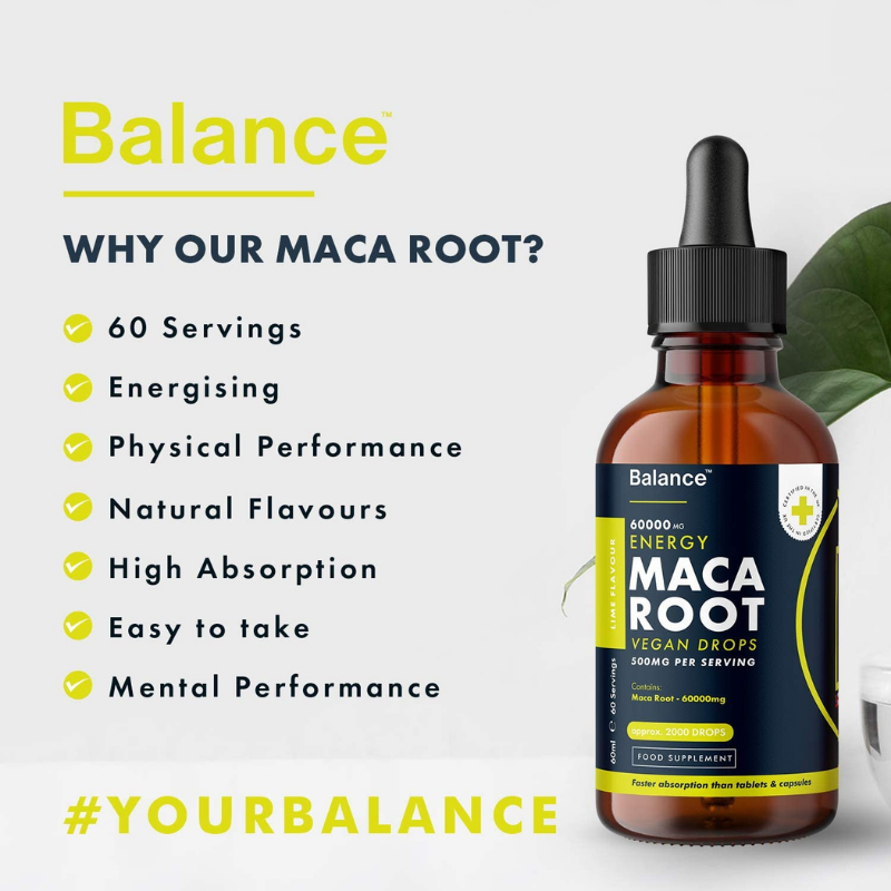 Balance Maca Root Liquid Vitamin Drops - High Strength 500mg - Natural ...