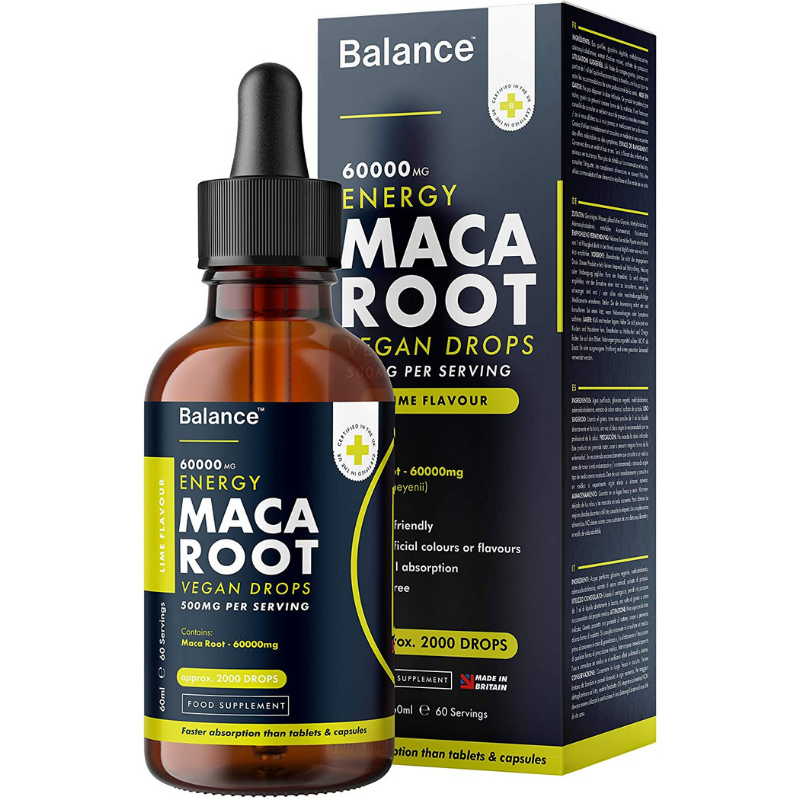 Balance Maca Root Liquid Vitamin Drops - High Strength 500mg - Natural ...