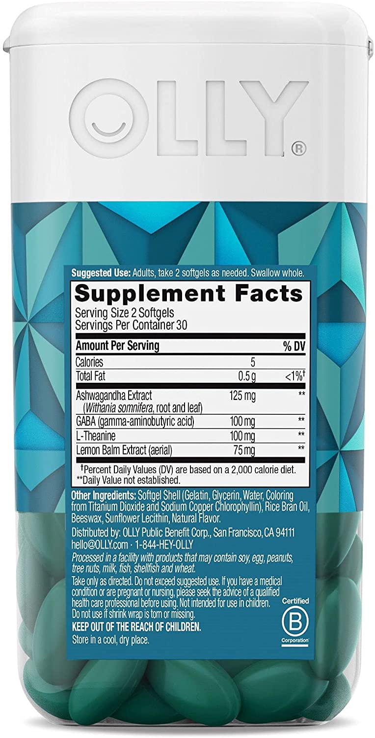 OLLY Ultra Strength Goodbye Stress Softgels, Stress Relief, Ashwagandha ...