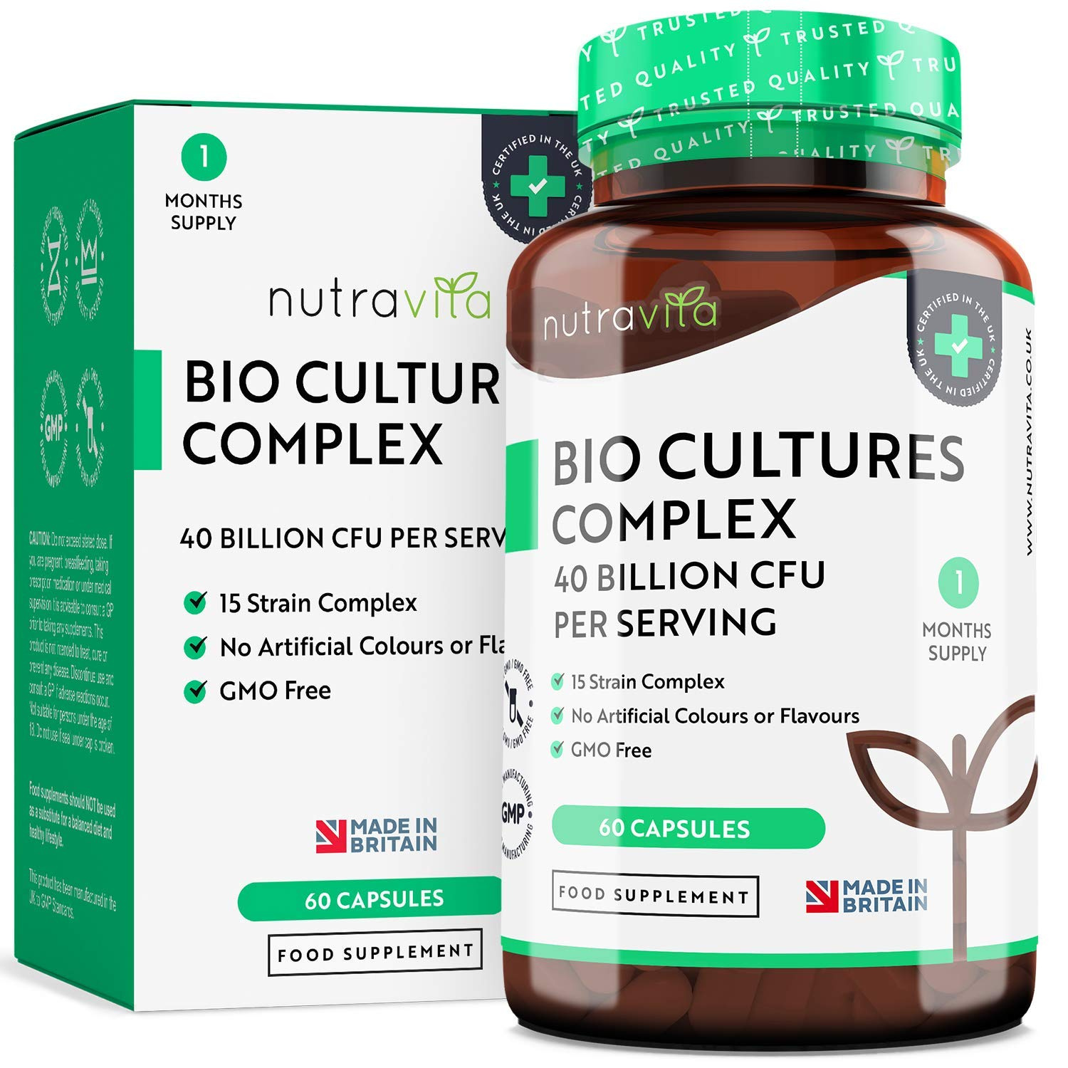 Super Strength 40 Billion CFU Bio Cultures Complex with 15 Live Strains ...