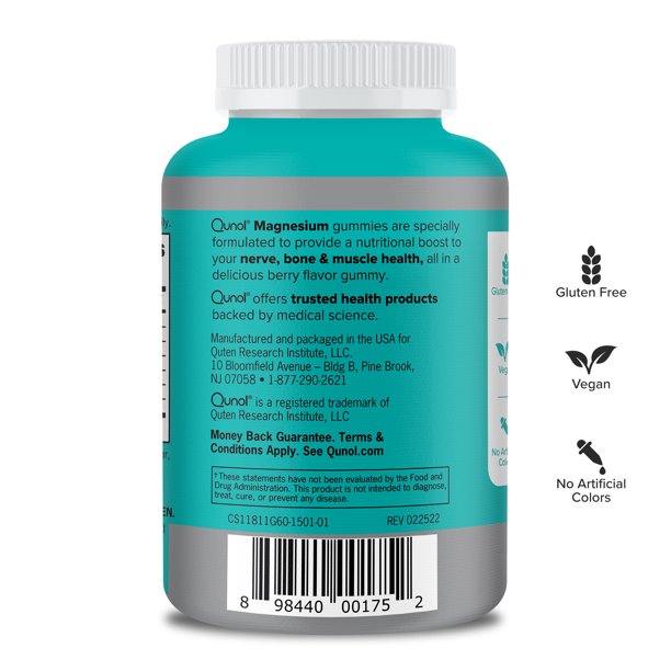 Qunol Magnesium Citrate Gummies (60 Count) 200mg with High Absorption ...