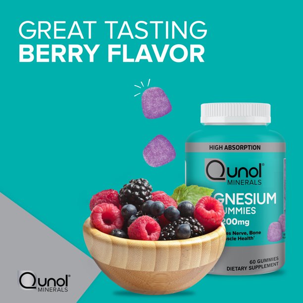 Qunol Magnesium Citrate Gummies (60 Count) 200mg with High Absorption ...