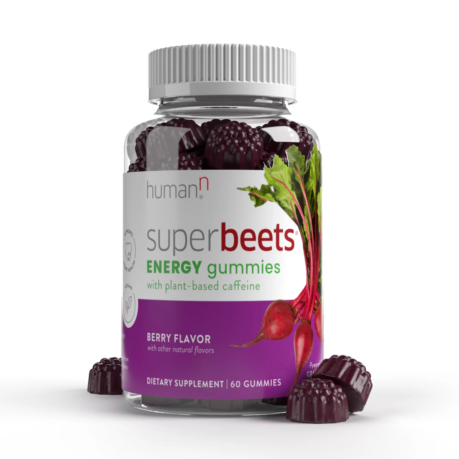 HumanN SuperBeets Energy Gummies - Non-GMO, Vegan - 60 Count - Evita
