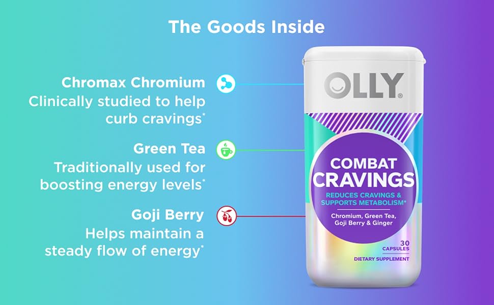 OLLY Combat Cravings Capsules, Metabolism Support* Supplement, Chromium ...